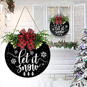 Let It Snow Sign - Welcome Christmas Decor Hanging Sign for Front Door, Living Room, Farmhouse Porch & Outdoor - 12 inches