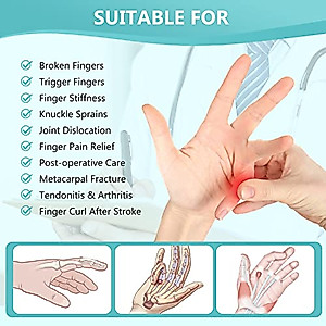 fibee Trigger Finger Splint, Adjustable Two Finger Splint Full Hand and Wrist Brace Support, Metal Straightening Immobilizer Treatment for Sprains, Mallet Injury, Arthritis(S/M)
