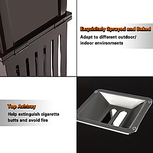 40L Outdoor Trash Can Commercial Garbage Enclosure with Locking Lid, Installation-Free, Galvanized Sheet (Black) 35.4 x 15.7 x 15.7 in