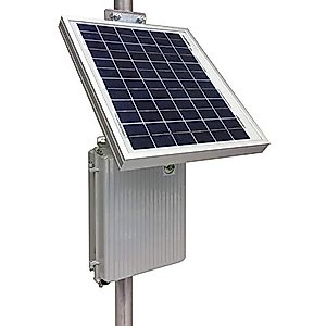 RPDC12-9-15 - RemotePro 2.5W Continuous Remote Power System, 15W Solar Panel w/Mount, 9Ah Battery,12V 20A PWM Solar Controller, Pole/Wall Mount Outdoor DieCast Aluminum Enclosure