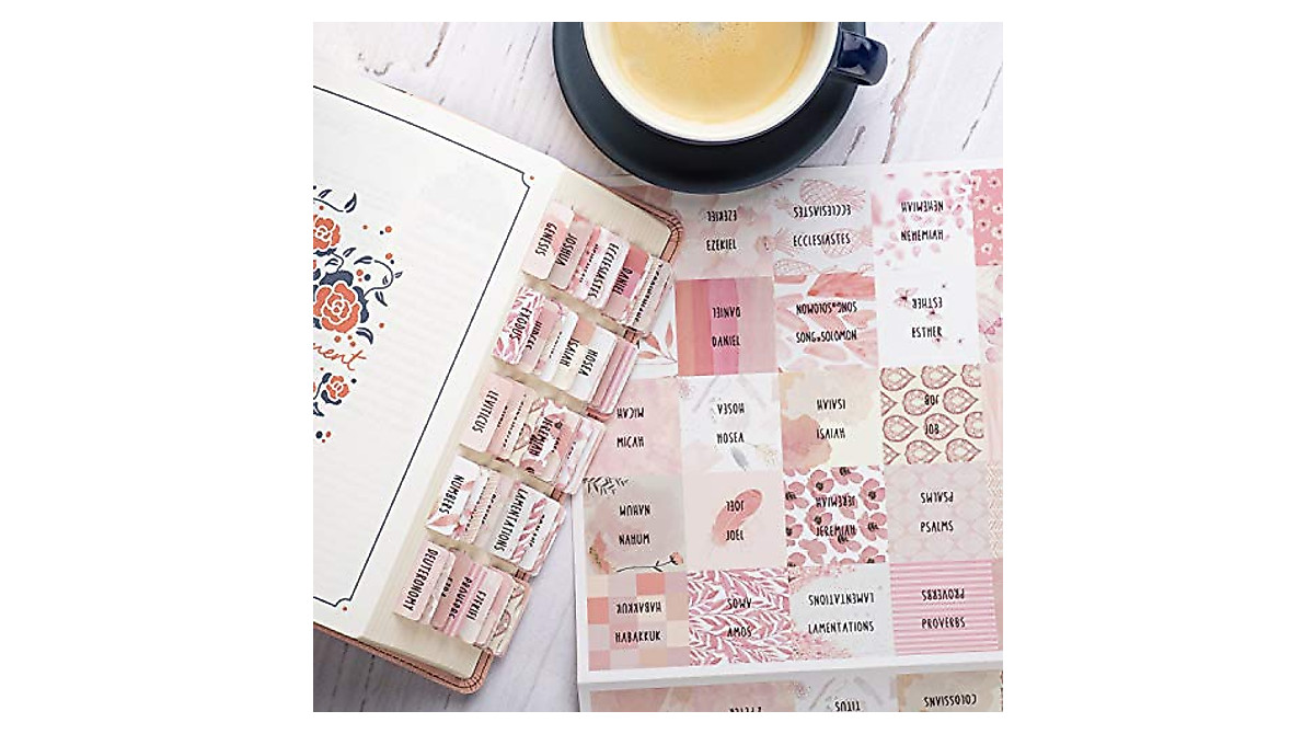 DiverseBee Large Print Bible Tabs - Rose Theme for Easy Navigation