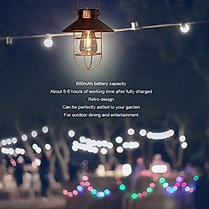 Solar Hanging Light,Outdoor Decorative Lamp with Iron Frame,Outdoor Retro Lantern,for Garden,Porch,Yard,Includes Bulb and Lampshade