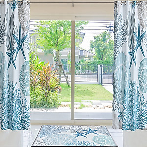 Tritard Coastal Area Rug 2x3 - Small Machine Washable Foldable Throw Rugs Non-Slip Beach Ocean Entryway Doormat Indoor Entrance Carpet for Kitchen Bathroom Laundry Bedroom Living Room, Blue