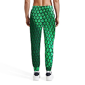 ISMV Fish Scale Pants Men's Sweatpants Halloween Pants Jogger Pants Costumes Running Pants Medium Green