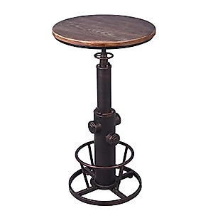 BOKKOLIK Industrial Bar Table and Bar Stools Set Vintage Bistro Table Set with 2 Bar Chairs Height Adjustable 38-44inch Swivel Wooden Top for Kitchen Dining Room Coffee House