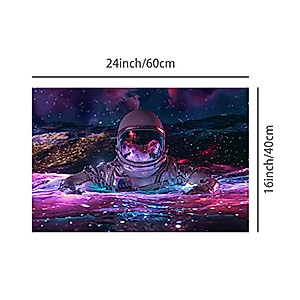 ROHASID Trippy Astronaut Poster NASA Spaceman Pictures Galaxy Starlight Canvas Wall Art Prints Outer Space Room Decor Women Men 16x24 in