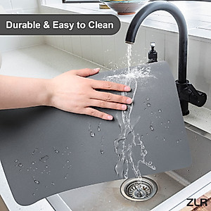 ZLR Coffee Mat - 12" x 20" Middle Kitchen Absorbent Mat for Countertop - Easy to Clean Coffee Bar Mat for Coffee Machine, Coffee Maker, Espresso Machine - Gray