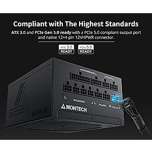MONTECH Titan Gold 1200W High-End ATX Gaming Power Supply - 80 Plus Gold & Cybenetics Platinum - Fully Modular - ATX 3.0 Standard Compatible - PCIe 5.0 Connector Ready - New 12VHPWR