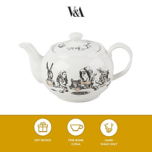 V&A Alice in Wonderland Mini Teapot, 450 ml, White