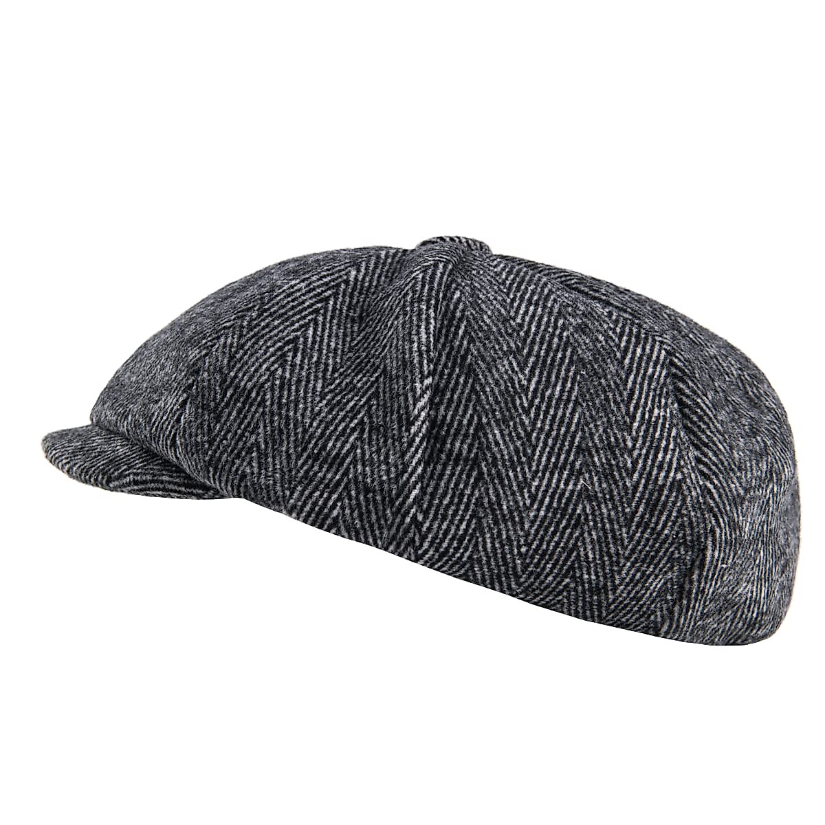 Hccfit 2 Pack Newsboy Cap Peaky Herringbone Baker Boy Flat Caps for Men Women (Black and Gery)