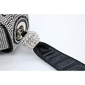 allx Full Rhinestone Fashion Evening Bag Triangle Women (black silver)