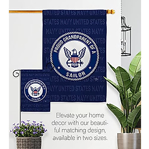 Breeze Decor Proud Grandparent Sailor Garden Flag Armed Forces Navy USN Seabee United State American Military Veteran Retire Official House Banner Small Yard Gift Double-Sided, Made in USA