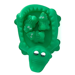 Srenta 4pc Alligator Bath Play Set, One Large with 3 Baby Alligators Bathtime Toys