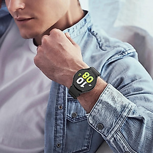 Tasikar No Gap Bands Compatible with Samsung Galaxy Watch 7/6/5/4 Band 40mm 44mm/Watch 6 Classic Band 43mm 47mm/Watch 5 Pro/4 Classic, Soft Silicone Sport Strap for Women Men, Black