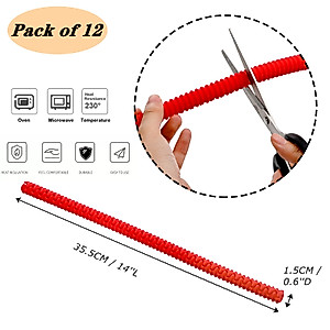 Lyellfe 12 Pack Silicone Oven Rack Shields, Red Oven Rack Protectors, 14 Inch Food Grade Microwave Edge Liner Cover for Home Kitchen