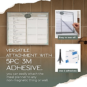 Graceful By Design Weekly Meal Planner and Grocery List Magnet Pad For Fridge or Wall - Weekly Menu Board For Kitchen and Meal Planner Magnetic with Tear-Off Grocery List Notepad - 8.5" x 11"