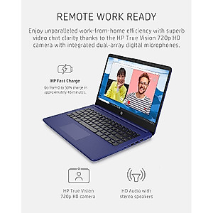 HP 2022 Newest Premium 14-inch HD Touchscreen Laptop, Intel Dual-Core Processor Up to 2.8GHz, 8GB RAM, 64GB eMMC Storage, Webcam, Bluetooth, HDMI, Wi-Fi, Blue, Windows 10 with 1 Year Microsoft 365