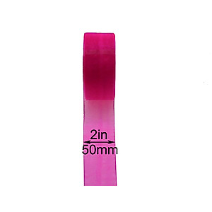 Organza Ribbon 2 Inch 50 Yards Shimmer Sheer Ribbon for Gift Wrapping Decoration Crafts DIY (2 Inch, 650014 Neon Pink)