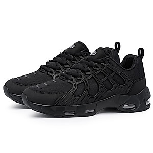 LARNMERN Men Non Slip Work Shoes Sneakers Chef Kitchen Restaurant Mens Slip Resistant Air Cushion Shoes Casual Walking Trainer, Black 13