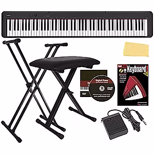 Casio CDP-S150 88-Key Compact Digital Piano Bundle with Adjustable Stand, Bench, Sustain Pedal, Instructional Book, Austin Bazaar Instructional DVD, and Polishing Cloth