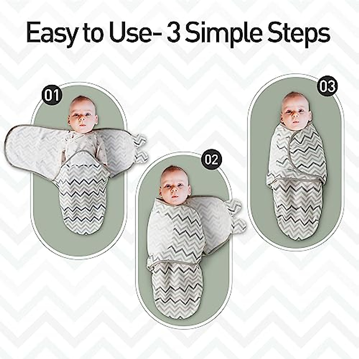 GLLQUEN BABY Organic Swaddle Sleep Sacks for Newborn - Baby Swaddles 0-3 Months, 3-Pack Newborn Swaddle Sack, Gray Stripe & Animal World, Baby Swaddle Blanket Wrap (Small/Medium)