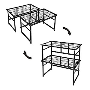 Origami R1 Stackable Storage Shelf, Collapsible/Foldable Steel Shelving Holds up to 150 Pounds (Per Rack), Modular Heavy Duty Garage Storage & Organization Utility Shelf (2-Pack) (Black, R1)