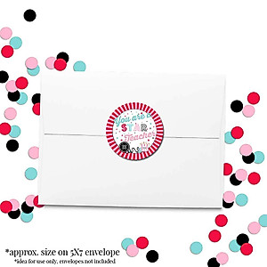 You’re A Star Movie Themed Teacher Appreciation Thank You Sticker Labels, 40 2" Party Circle Stickers by AmandaCreation, Great for Envelope Seals & Gift Bags