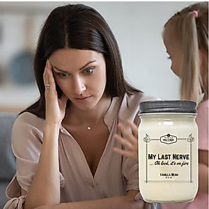 Nika's Home Oh Look... My Last Nerve It's On Fire, Vanilla Bean Soy Candle 12oz Mason Jar Non-Toxic White Hand Poured Handmade, Candles Gifts for Women, Long Burn 50-60 Hrs Highly Scented