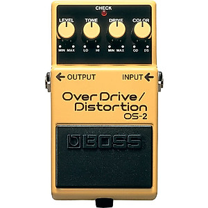Boss OS-2 OverDrive/Distortion Bundle with 10ft Instrument Cable, 6in Patch Cable, and Picks