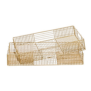 CosmoLiving by Cosmopolitan Metal Wire Tray, Set of 2 17", 19"W, Gold
