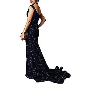 SOLOVEDRESS Women's Mermaid Sequined Formal Evening Dress for Wedding Prom Gown (US 14,Champagne)