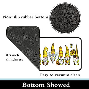 TsyTma Gnomes Bee Kitchen Rug Non-Slip Summer Honey Kitchen Floor Mat Bathroom Rug Area Mat Carpet for Home Hallway Sink Stove Laundry 39"x20"
