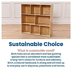 ECR4Kids Streamline 8-Compartment Storage Cabinet, 36in, Classroom Furniture, Natural