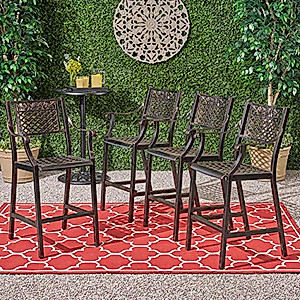 Christopher Knight Home Athena Outdoor 29" Aluminum Barstool (Set of 4), Copper Finish