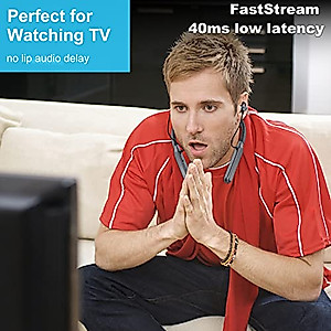 BANIGIPA Bluetooth Headphones Earbuds for TV Watching, Wireless 40ms FastStream Headset Earphones with Mic for Phones, Compatible for Bluetooth Transmitter, 16Hrs Playtime, No Audio Delay