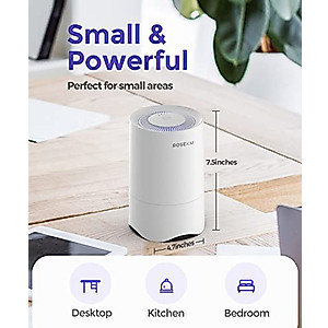 Rosekm Small Air Purifier with 1-Year Pack Replacement Filter, Personal Desk Mini Air Purifier, Room Hepa Air Purifier Fresheners Cleaner for Pets, Smoke, Desktop, Office (White)
