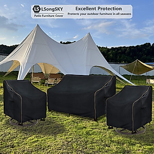 LSongSKY Outdoor 2-Seater Loveseat Cover,Patio Sofa Covers Fits up to 58W x 32.5D x 31H Inches,100% Waterproof Heavy Duty Patio Furniture Covers,Black