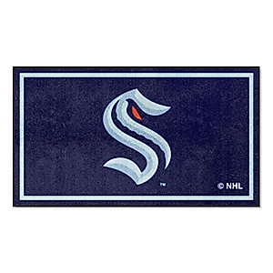 FANMATS 30114 NHL Seattle Kraken 3ft. x 5ft. Plush Area Rug | Sports Fan Area Rug, Home Decor Rug and Tailgating Mat