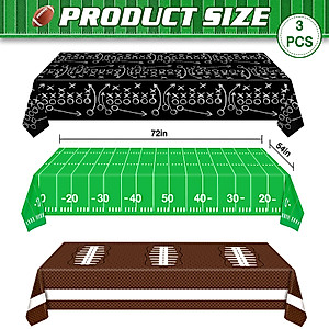 Esjay Football Party Decorations Supplies, Football Tablecloth Table Covers Disposable Plastic, Football Field Themed Birthday Decorations, 3 Pack (54”x72”)
