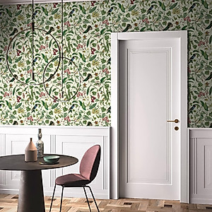 JiffDiff Peel and Stick Wallpaper Floral, Hummingbird Green Wallpaper Self Adhesive Wallpaper for Home Bedroom Cabinets and Kitchen Countertop 17.71"x118" Thicken