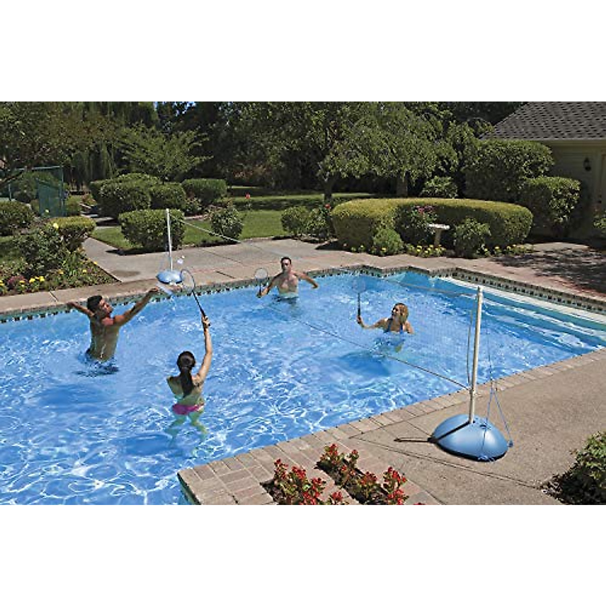 Poolmaster 72862 Backyard, Swimming Pool, Water or Lawn Badminton Set, (Includes 4 Rackets and 4 Birdies) , Blue