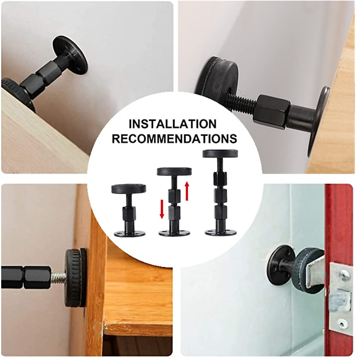 NatureMan 2 Pieces of Black Adjustable Threaded Bed Frame Anti-Shake Tool, Headboard Stoppers，Bed stoppers ，Wall Bed headboard Anti-Shake Fixer to Prevent loosening, Easy to Install (1.1-2.5 inches)