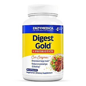 Enzymedica Digest Gold + Probiotics, 2-in-1 Formula for Gut Health, Digestive Enzymes & 1.5 Billion Active Probiotic Cultures, 90 Count (FFP)