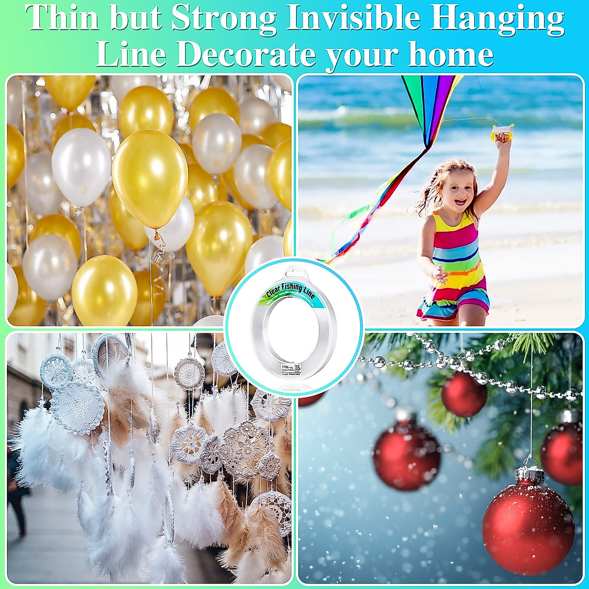 Fishing Wire 1640 FT Mckanti Fishing Line Clear Nylon String Invisible Hanging Beading Wire Strong Abrasion Resistant Monofilament Fishing Line for Balloon Garland Hanging Crafts Decorations