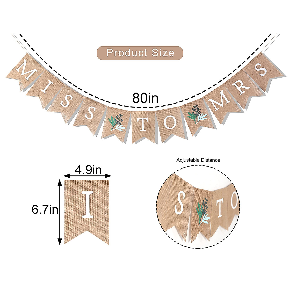 Miss to Mrs Burlap Banner - Greenery Bridal Shower Decorations, Greenery Shower Banner, Rustic Bridal Shower Decor, Miss to Mrs Banner Sign, Best Party Supplies