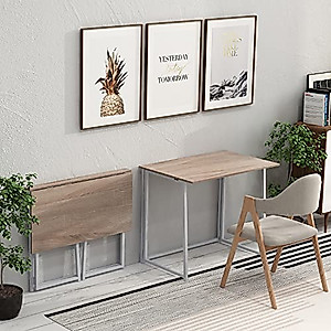 4NM 31.5" Folding Desk, Simple Assembly Computer Desk Study Writing Table for Small Space Offices/Home - Natural and White