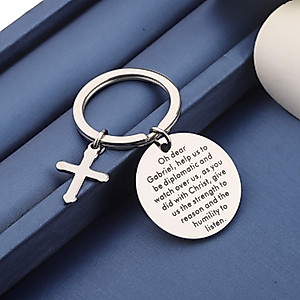 MYOSPARK St. Gabriel Archangel Protect Protection Charm with Prayer Keychain Religious Jewelry Gift For Messengers (Archangel Gabriel Keychain)