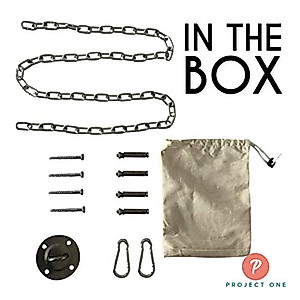 Project One Caribbean Double Hanging Hammock Chair with Soft-Spun Polyester Rope, Max 330 LBS, with Full Hanging Kit Great for Indoor, Outdoor, Home, Patio, Yard, Garden 48 Inch (Cream)