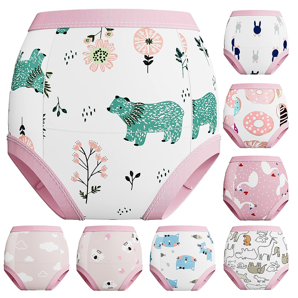 Yufanlili 8 Pack Potty Training Underwear,Toddler Absorbent Training Pants,Toddlers Pee Training Diaper Underwear 2T-3T