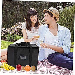 COLLBATH Insulation Bags Black Bag Shopping Bags for Groceries Food Bag Jumbo Insulated Bag Reusable Grocery Bag Grocery Shopping Bags Large Insulated Food Bag Cooler Bag Woven